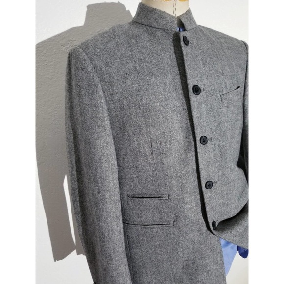 hockery | Suits & Blazers | 4r Hockerty Nehru Band Collar Tweed Gray ...